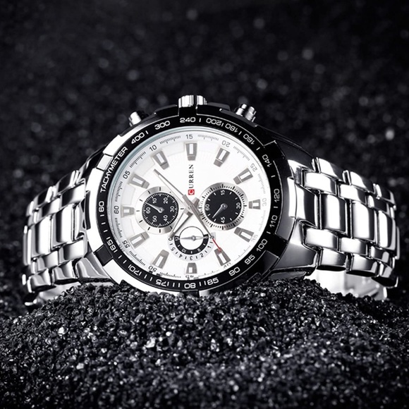 Curren | Accessories | Mens Silver White Face Military Style Watch New ...